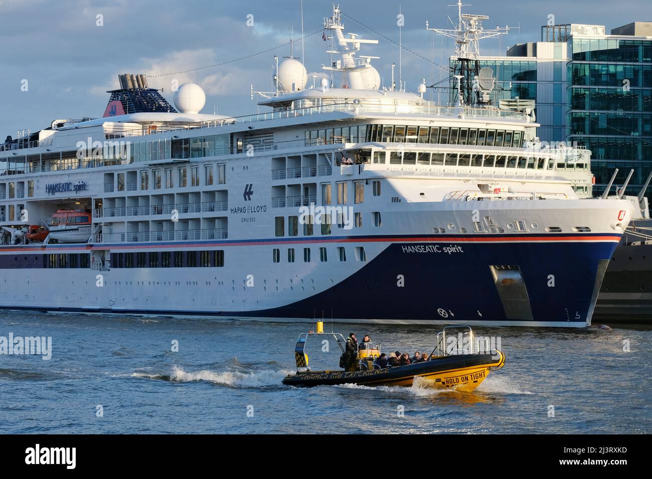 London, UK, 9th April, 2022. The Hanseatic Spirit cruise ship sails ...