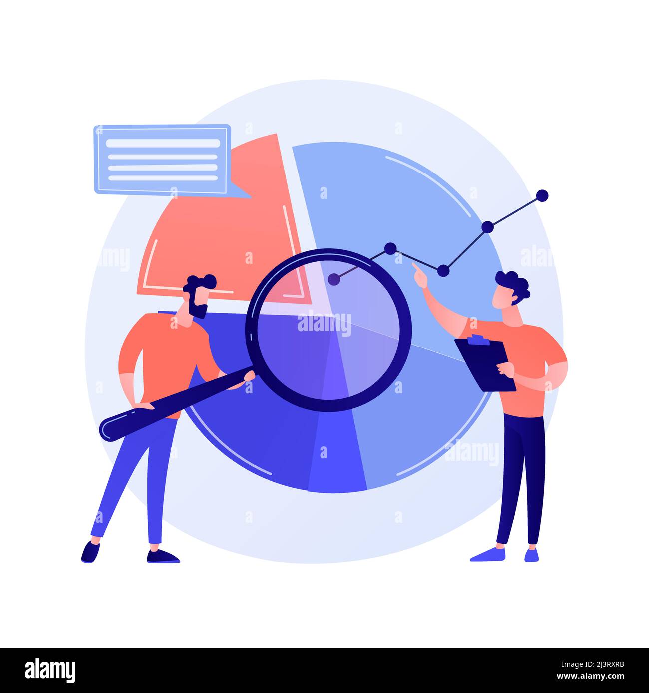 Statistical Analysis Man Cartoon Character With Magnifying Glass