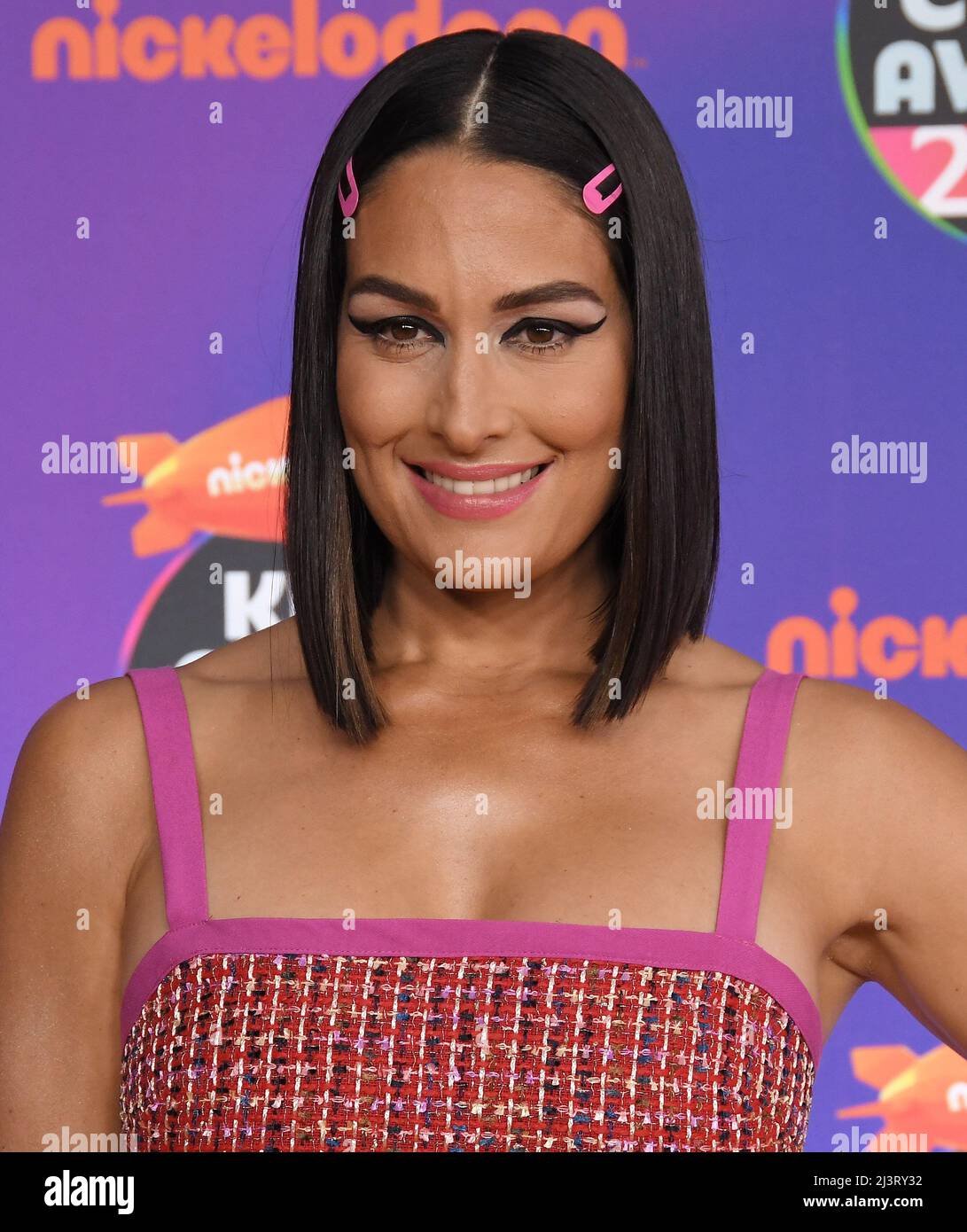 Nikki Bella arrives at the 2022 Nickelodeon Kid's Choice Awards held at ...