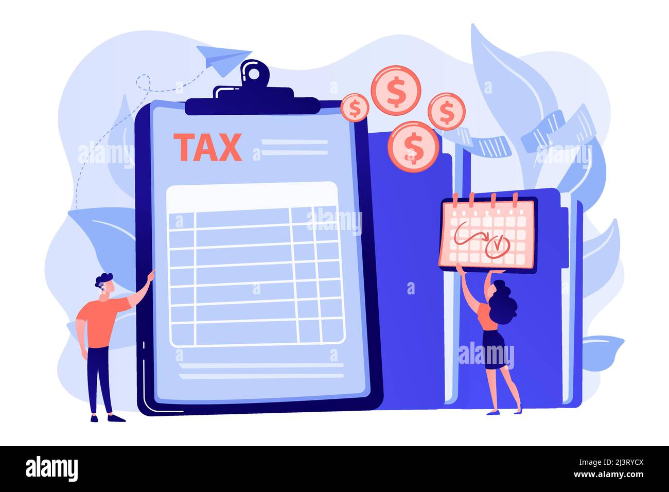Businessman and accountant filling financial document form on clipboard ...