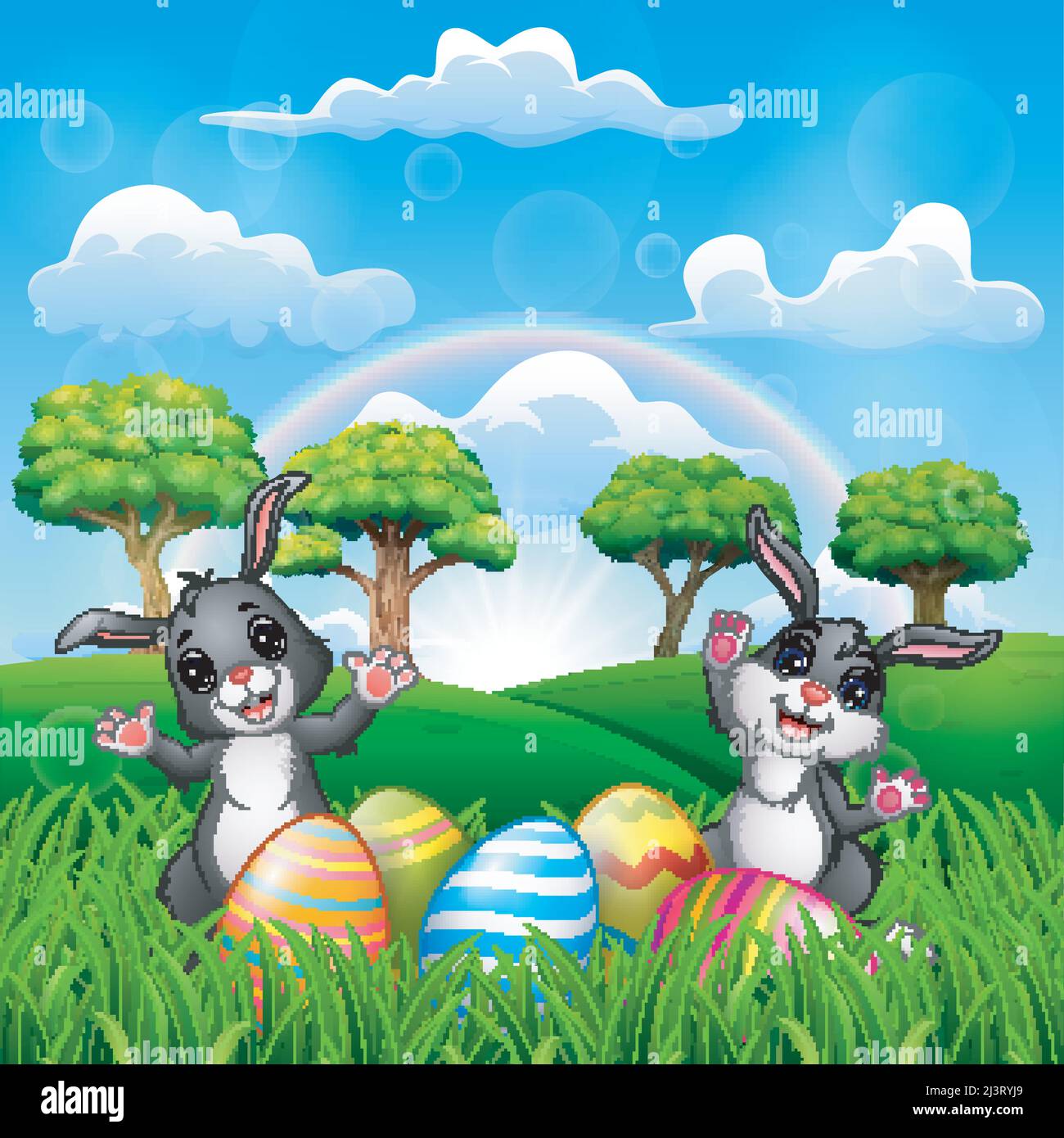 Two cartoon bunnies hi-res stock photography and images - Alamy