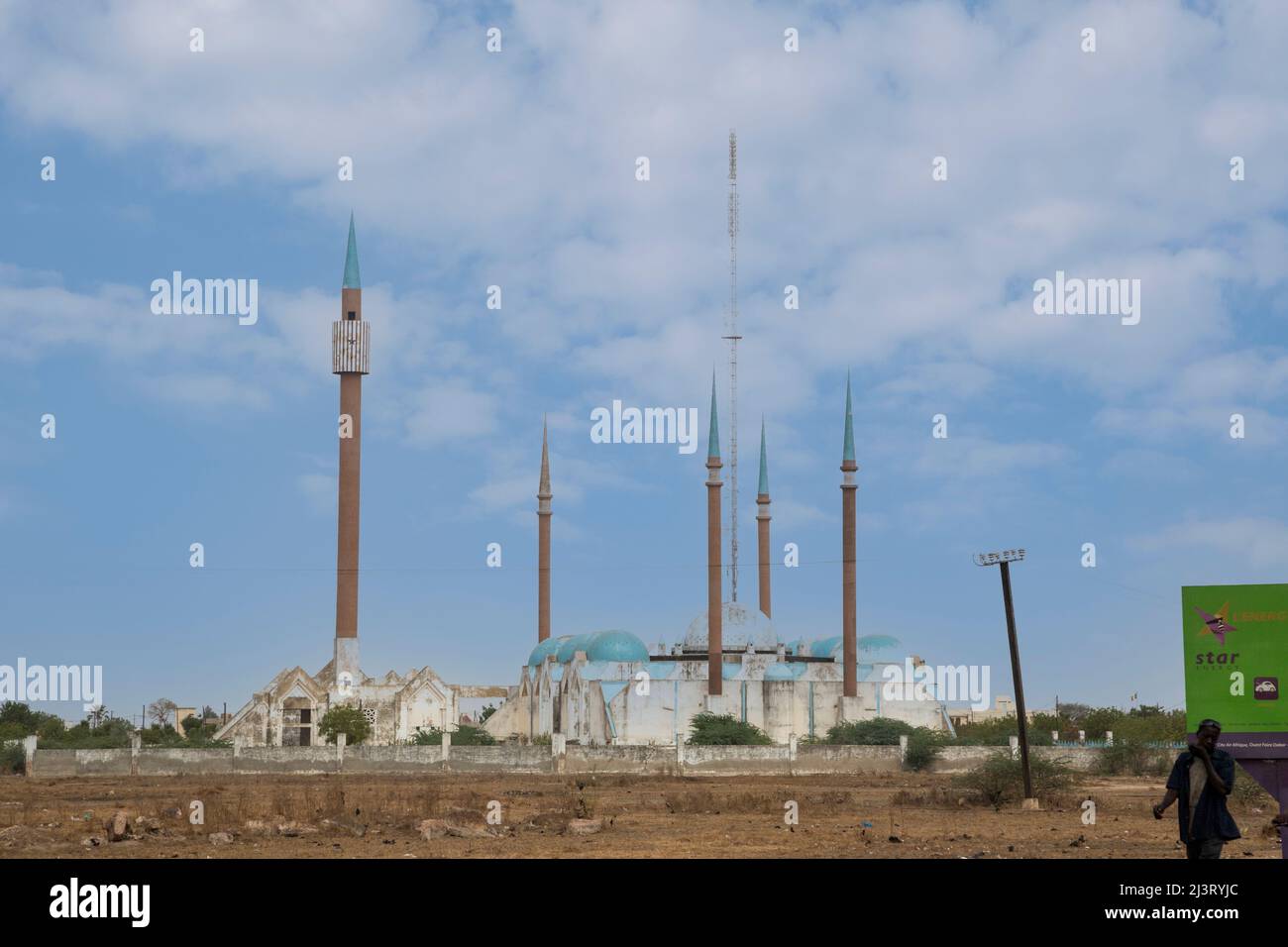 Mosque, Tall Minarets, and Telecommunications Tower, Kaolack, Senegal ...