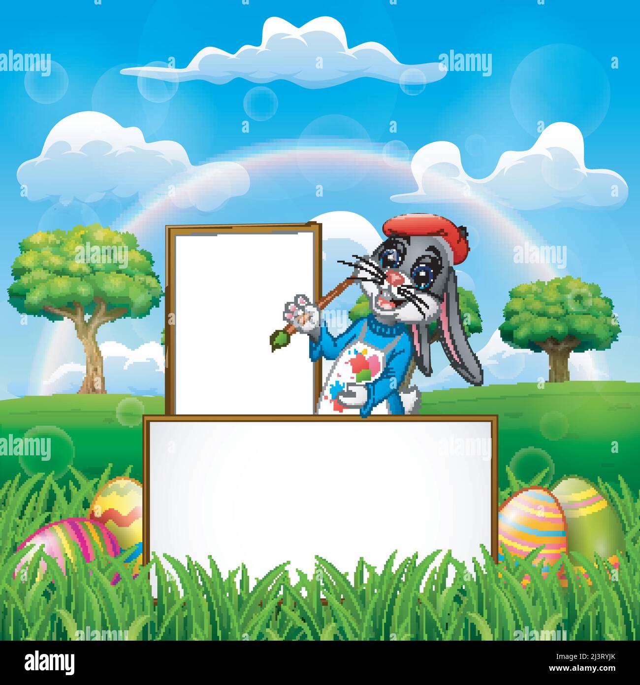 Easter rabbit on meadow Stock Vector Images - Alamy