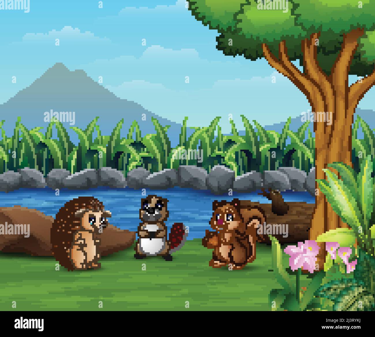 Scene green tree small Stock Vector Images - Alamy