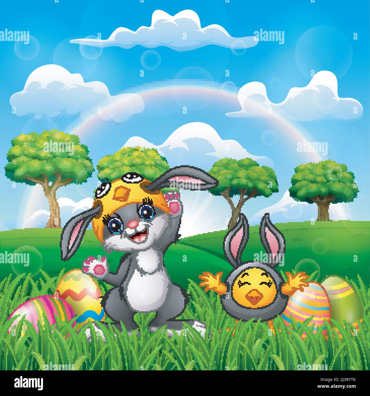 Chicken in daisies Stock Vector Images - Alamy