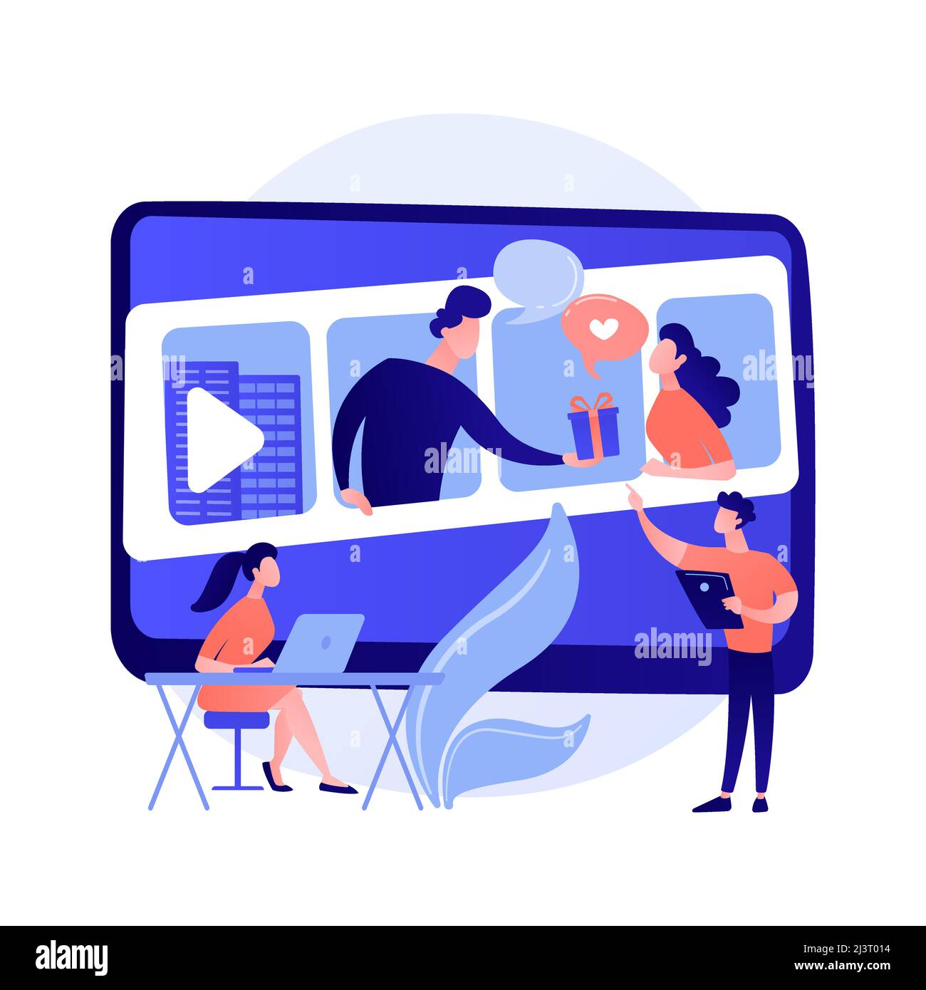 Online courses. Colorful cartoon characters watching video tutorial ...