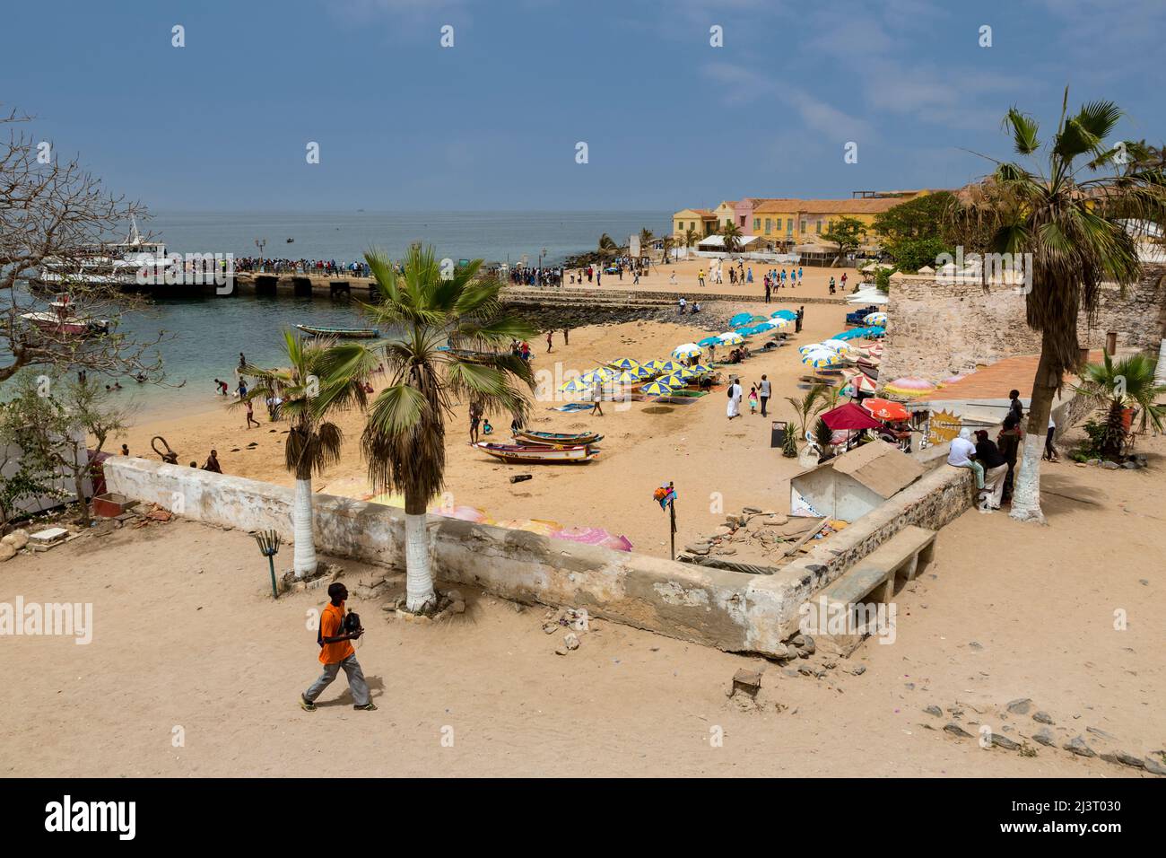 Goree Beach, Dakar Ferry and Passengers in the Background. Goree Island ...