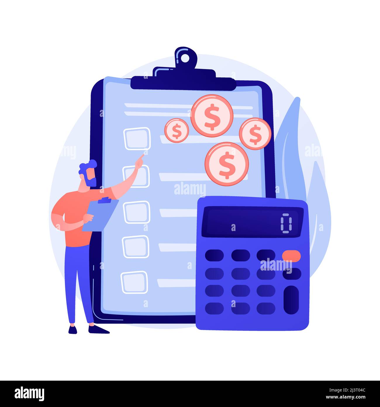 Financial accounting. Female accountant cartoon character making ...