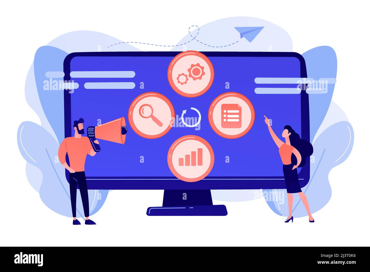 Tiny people managers plan and analyse campaign. Marketing campaign ...