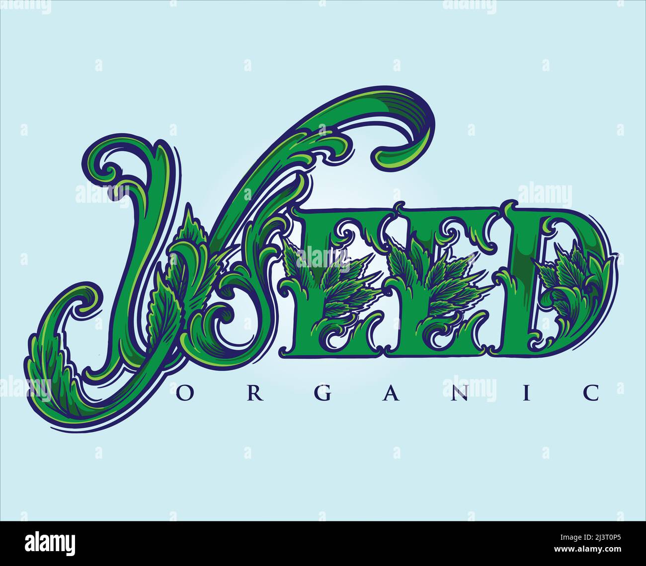 Classic weed leaf lettering words vector illustrations for your work ...