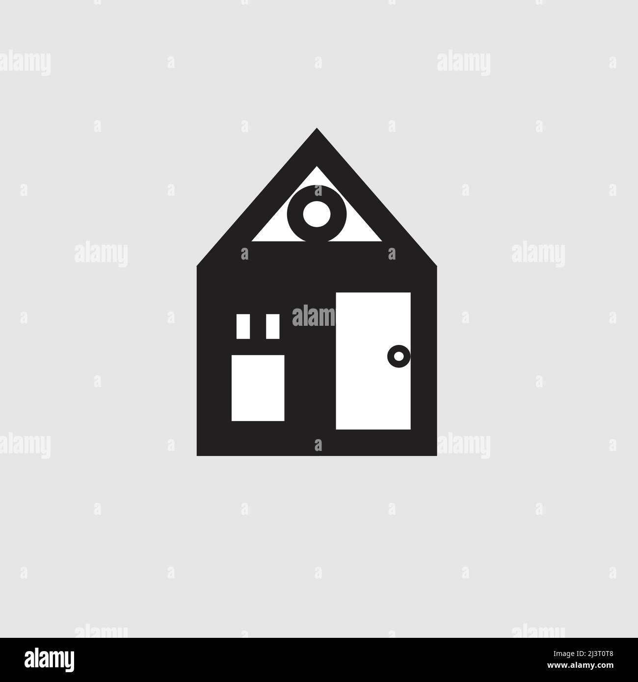Simple house logo made of geometric shapes, vector on white background ...