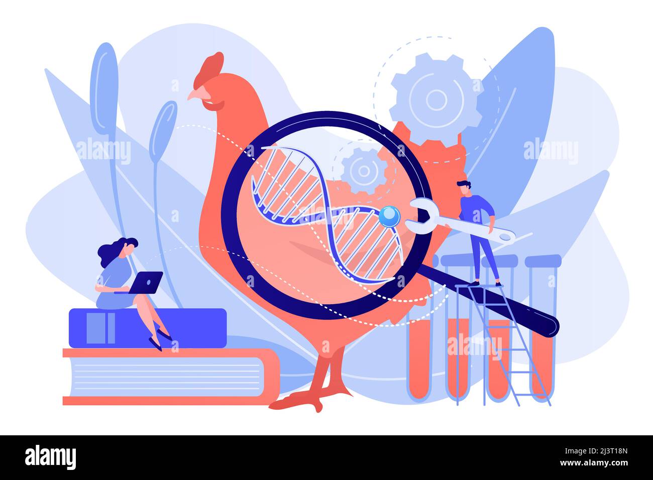 Scientists working with huge DNA of a chicken. Genetically modified ...