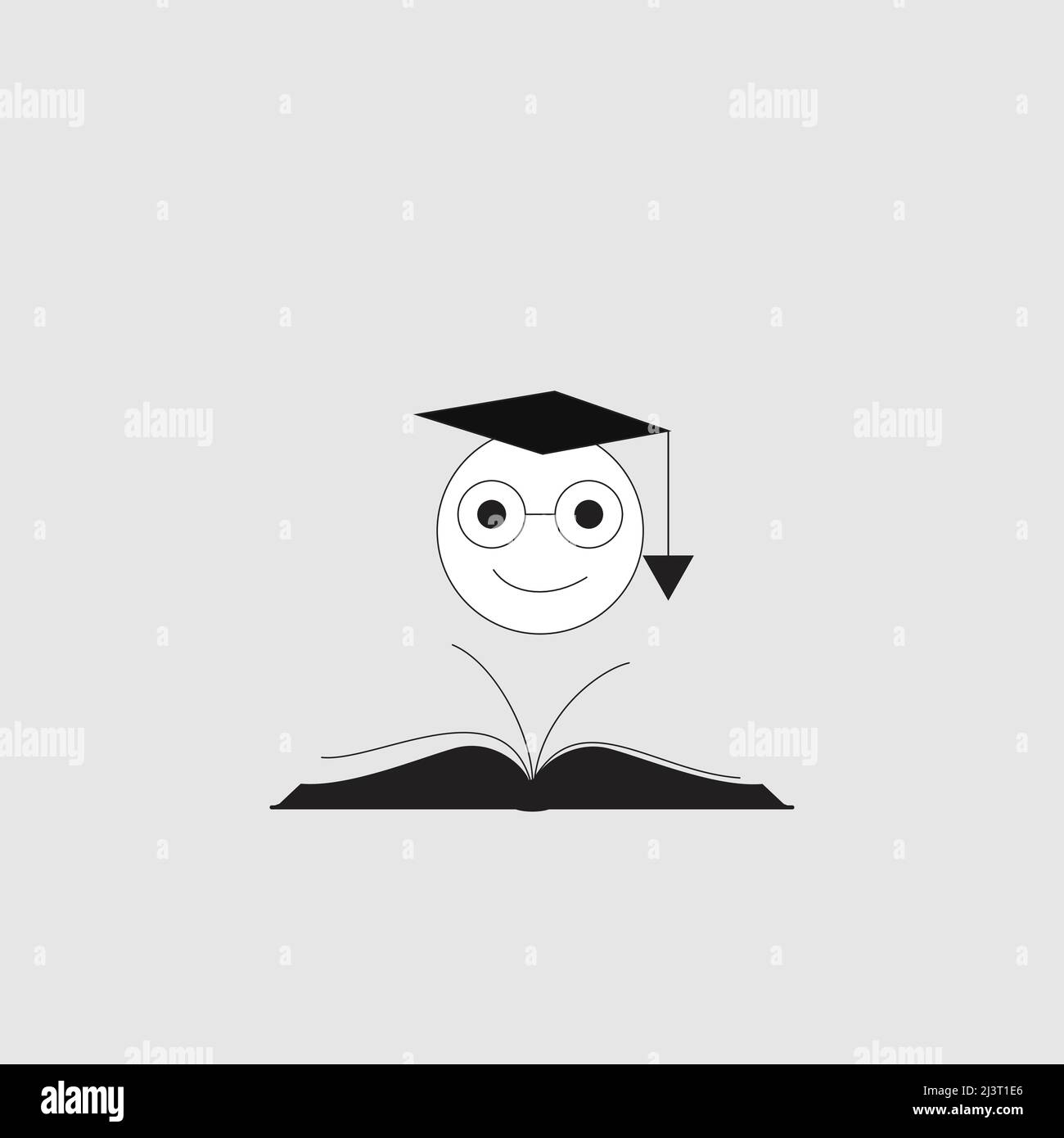 Graduation logo with cap, head of a student and open book Stock Vector ...