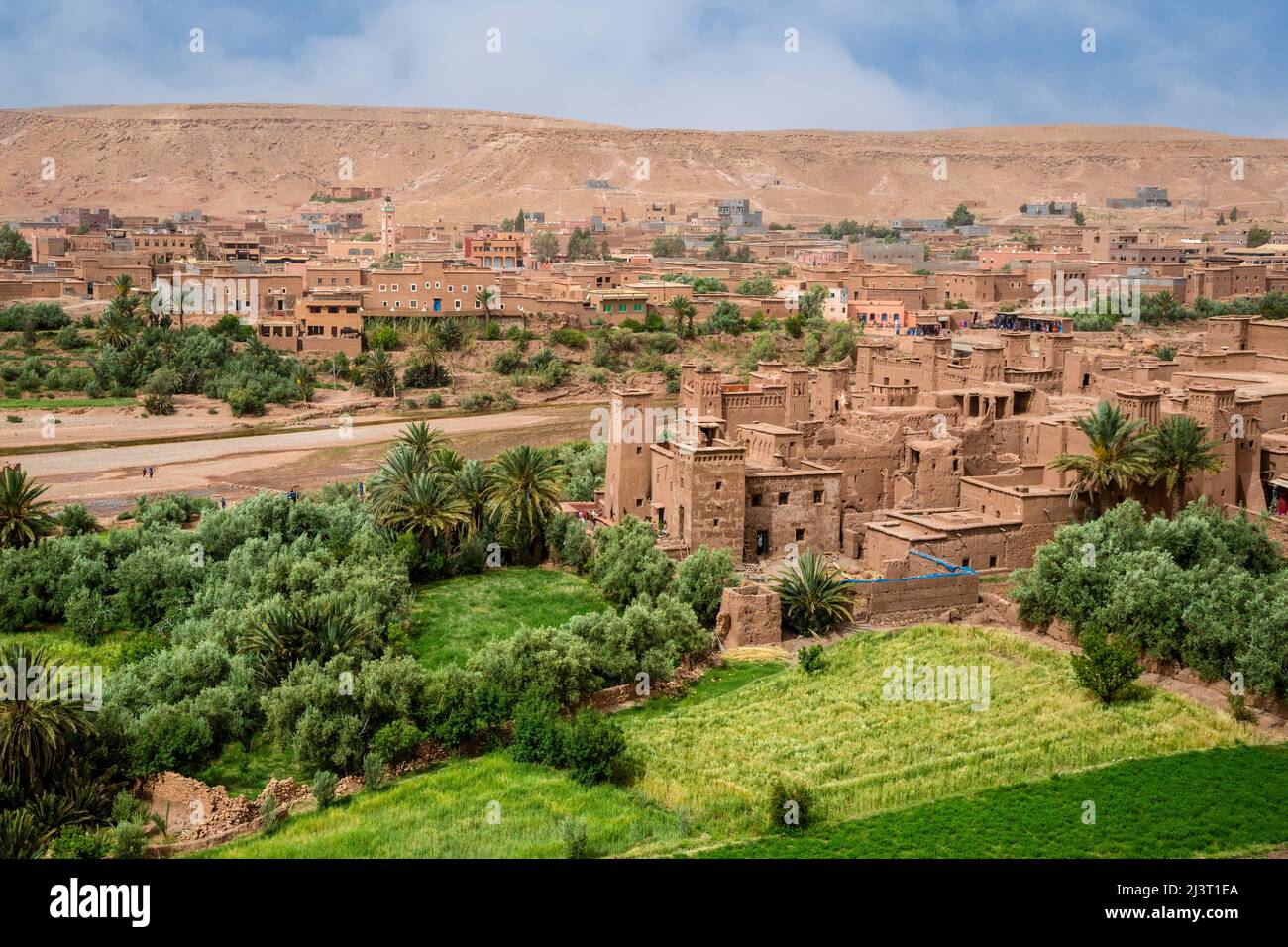 Morocco. Ait Benhaddou Ksar, a World Heritage Site, in foreground; New ...