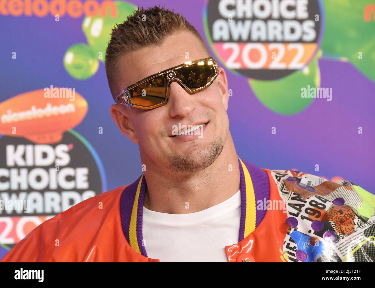 Rob Gronkowski arrives at the 2022 Nickelodeon Kid's Choice Awards held ...