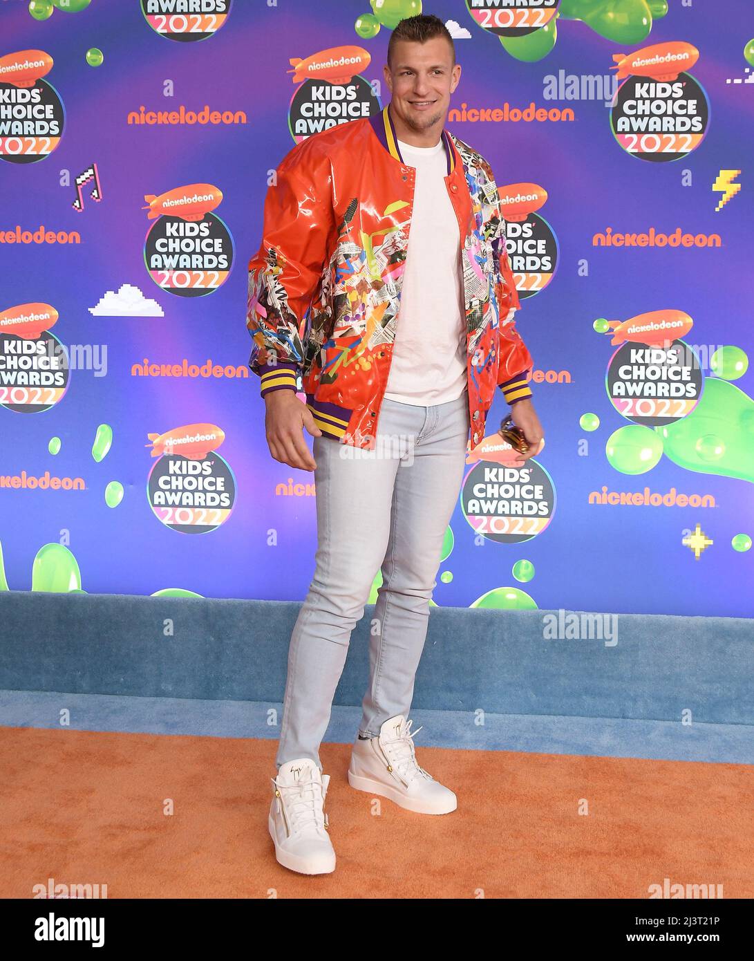 Rob Gronkowski arrives at the 2022 Nickelodeon Kid's Choice Awards held ...