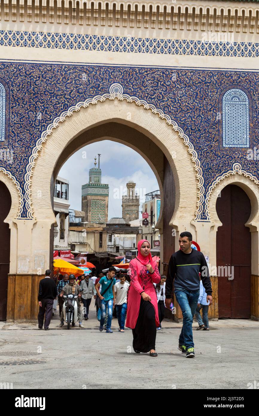 Fes, Morocco. Bab Boujeloud, Entrance to Fes El-Bali, the Old City ...