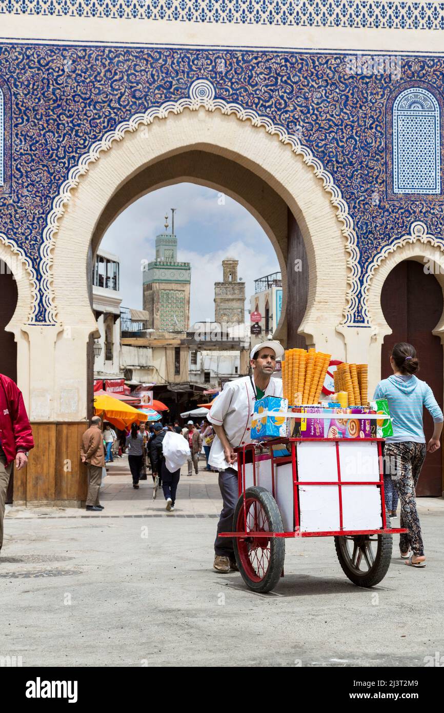 Fes, Morocco. Ice Cream Cone Vendor Leaving Fes El-Bali (Old City ...