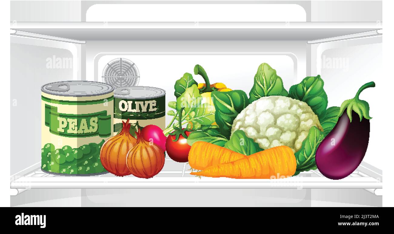 An inside the refrigerator with vegetable illustration Stock Vector ...