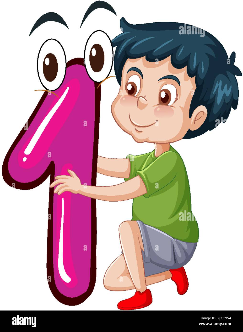 A boy with number one cartoon illustration Stock Vector Image & Art - Alamy