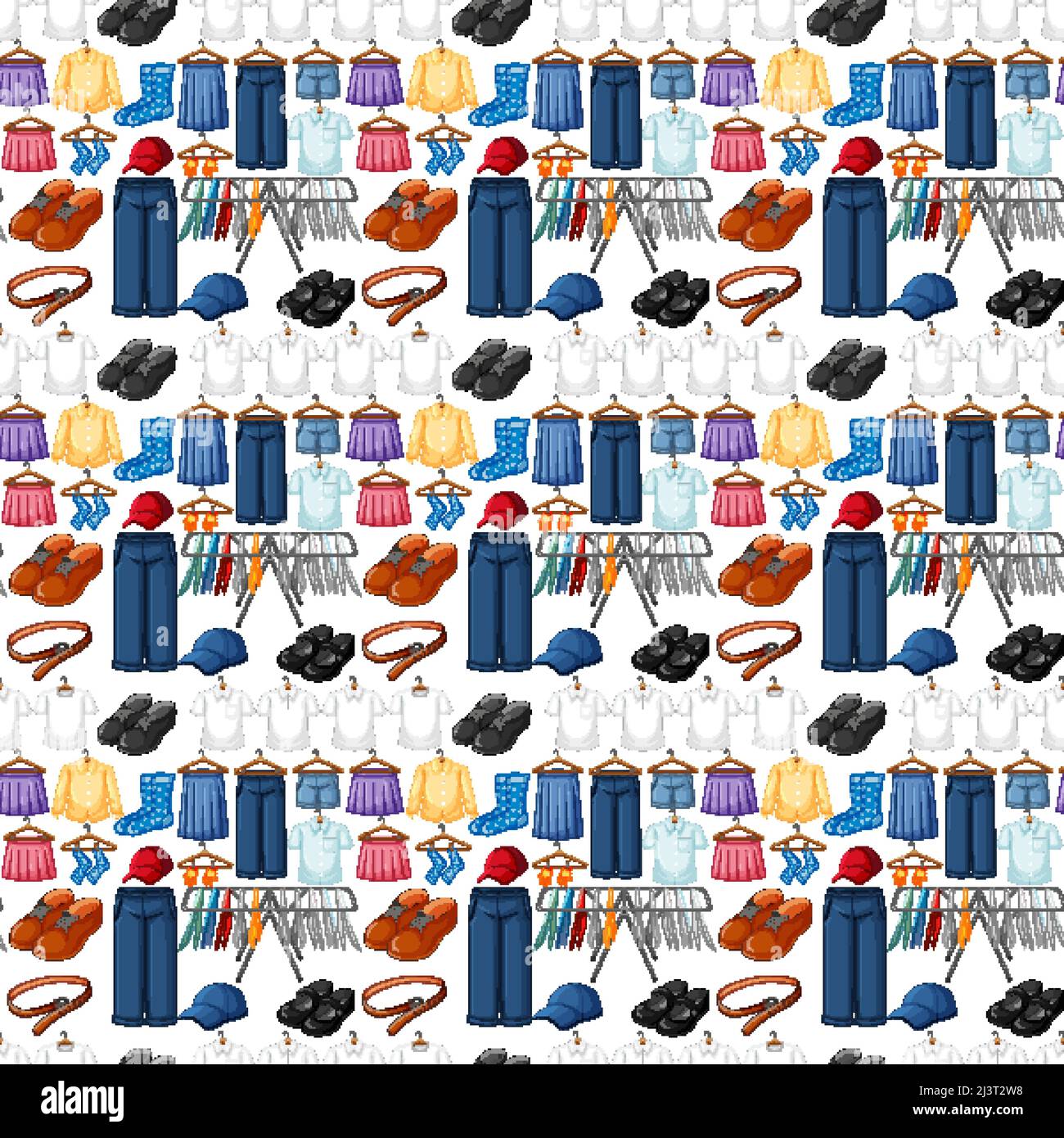 Seamless background design with cloth theme on white background ...