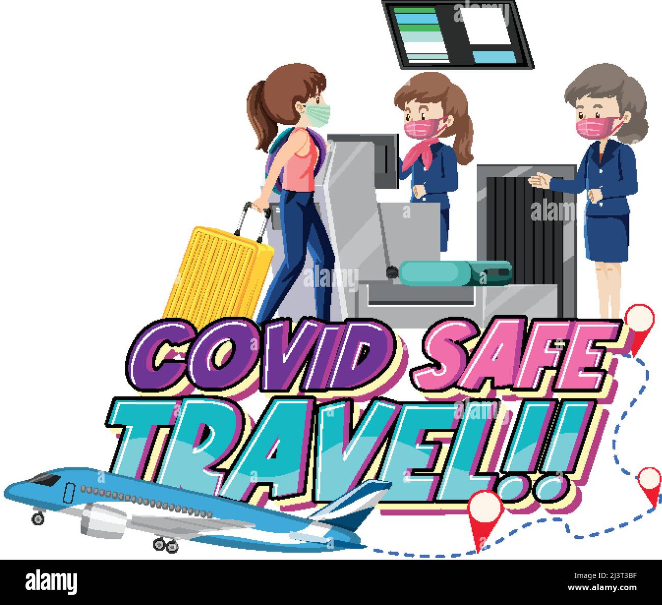 Covid Safe Travel hand drawn lettering logo illustration Stock Vector ...