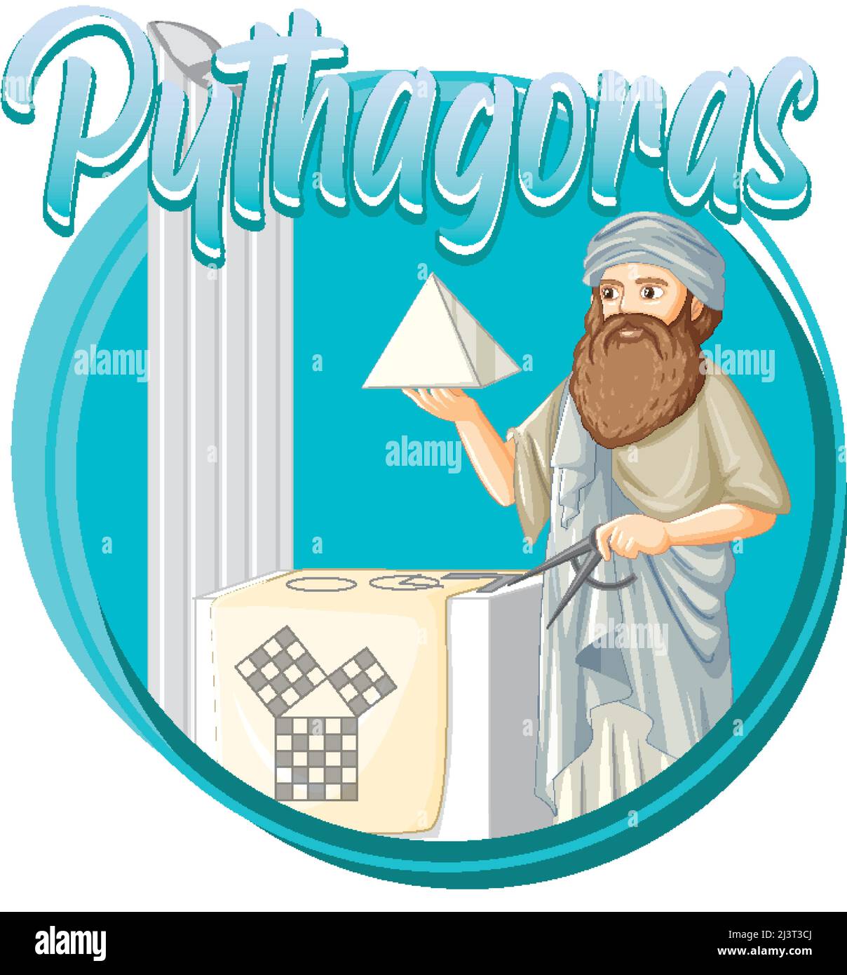 Pythagoras philosopher in cartoon style illustration Stock Vector Image ...