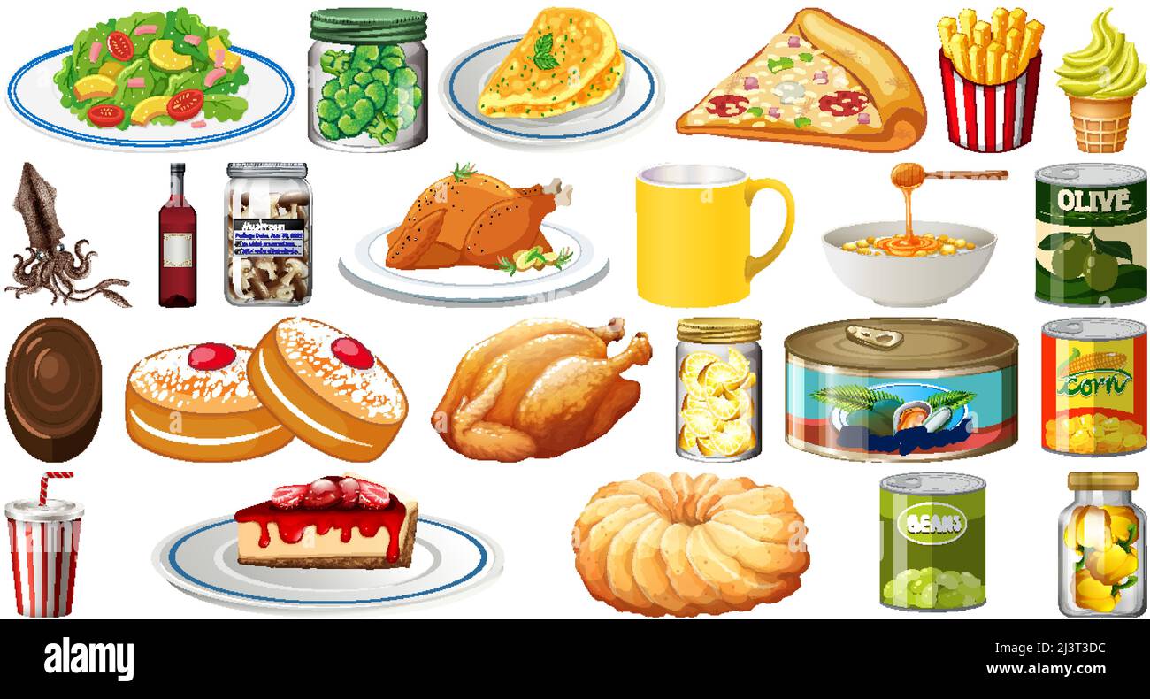 Set of different foods illustration Stock Vector Image & Art - Alamy