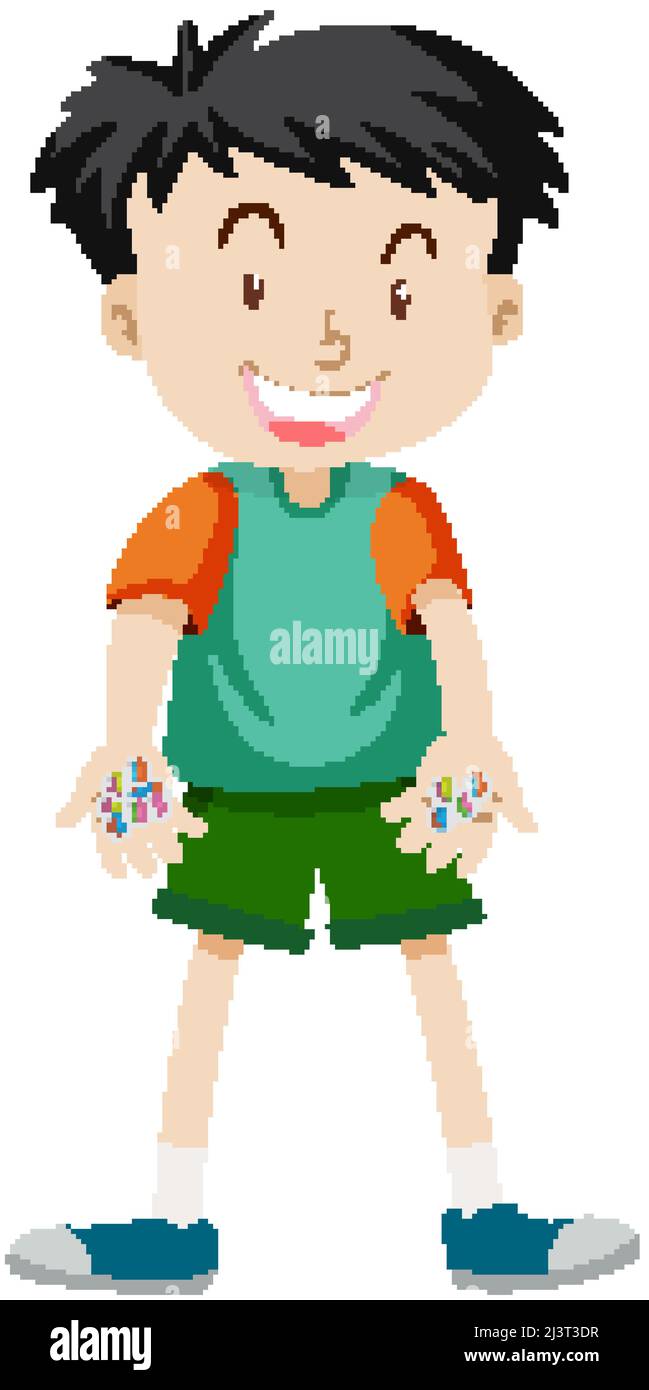 Active boy simple cartoon character illustration Stock Vector Image ...