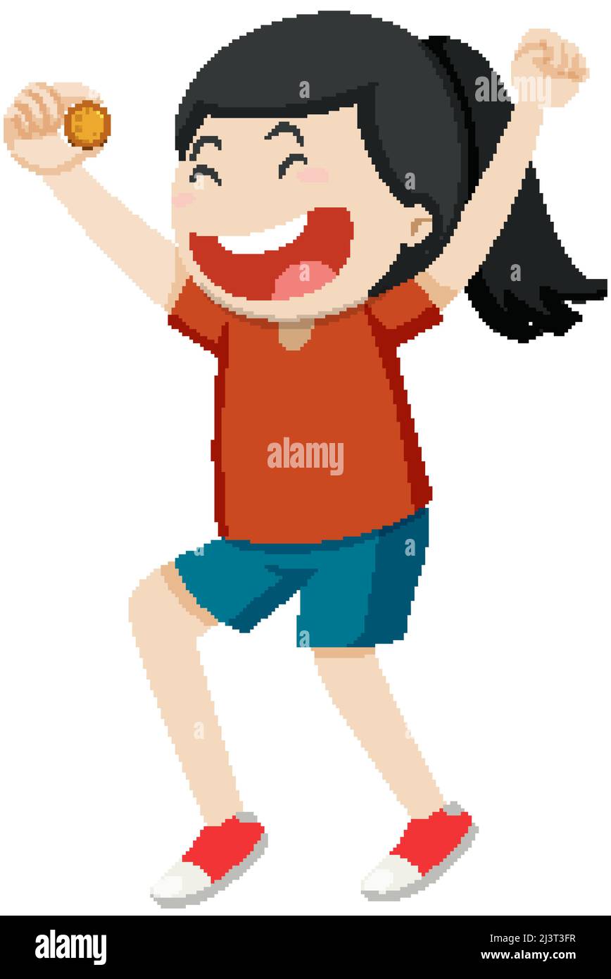 Active girl simple cartoon character illustration Stock Vector Image ...