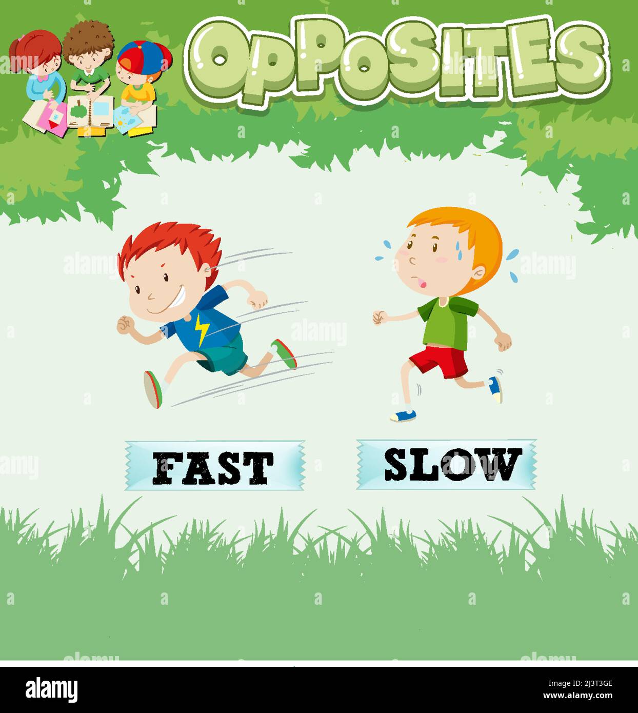Opposite words for fast and slow illustration Stock Vector Image & Art ...