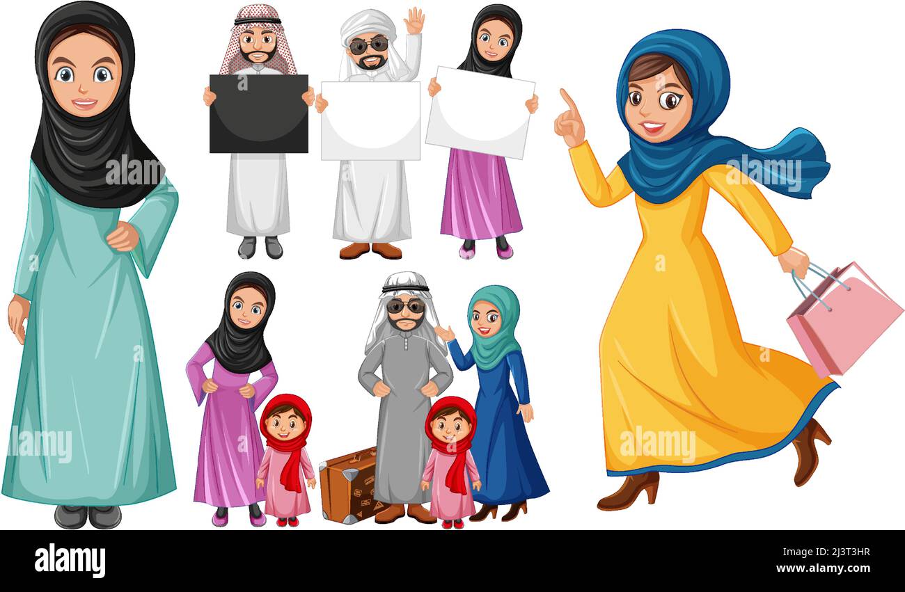 Arabic people with blank boards illustration Stock Vector Image & Art ...