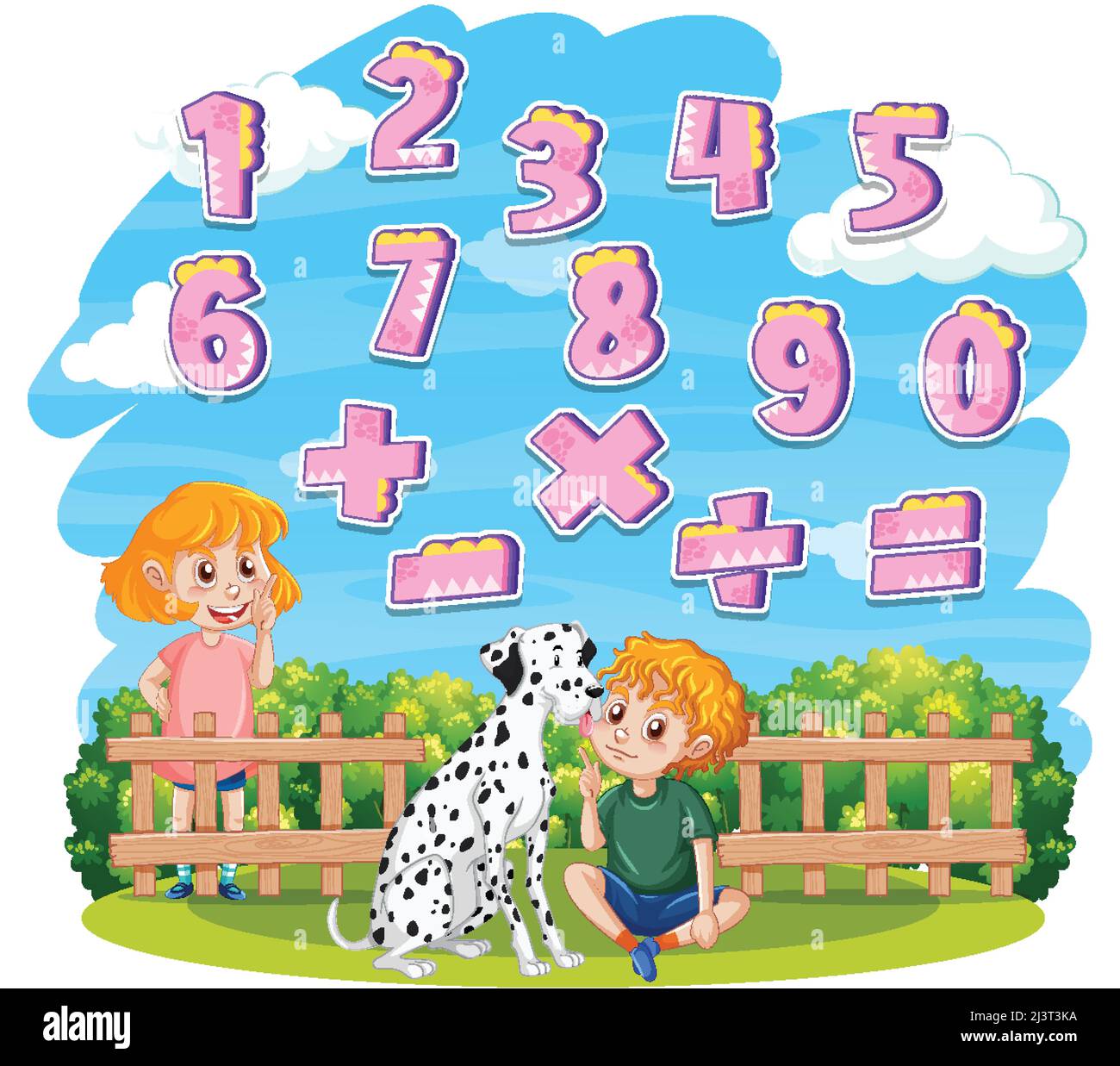 Counting number 0 to 9 and math symbols illustration Stock Vector Image ...