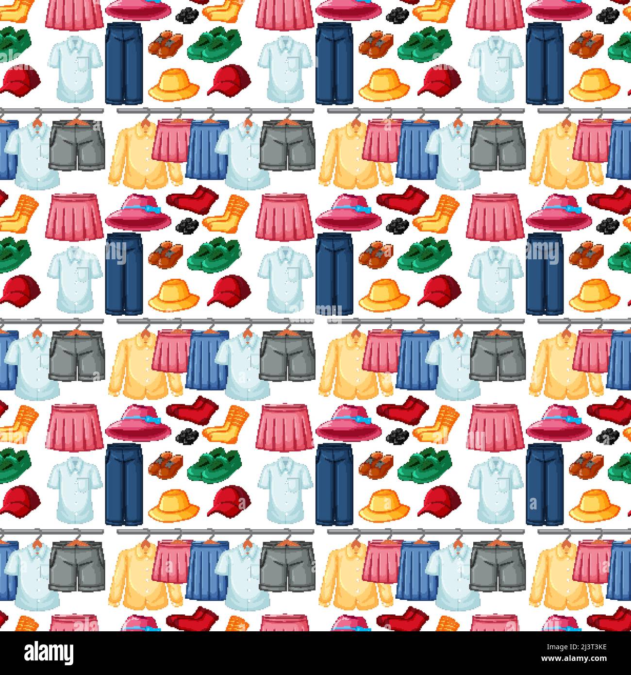 Seamless background design with cloth theme on white background ...