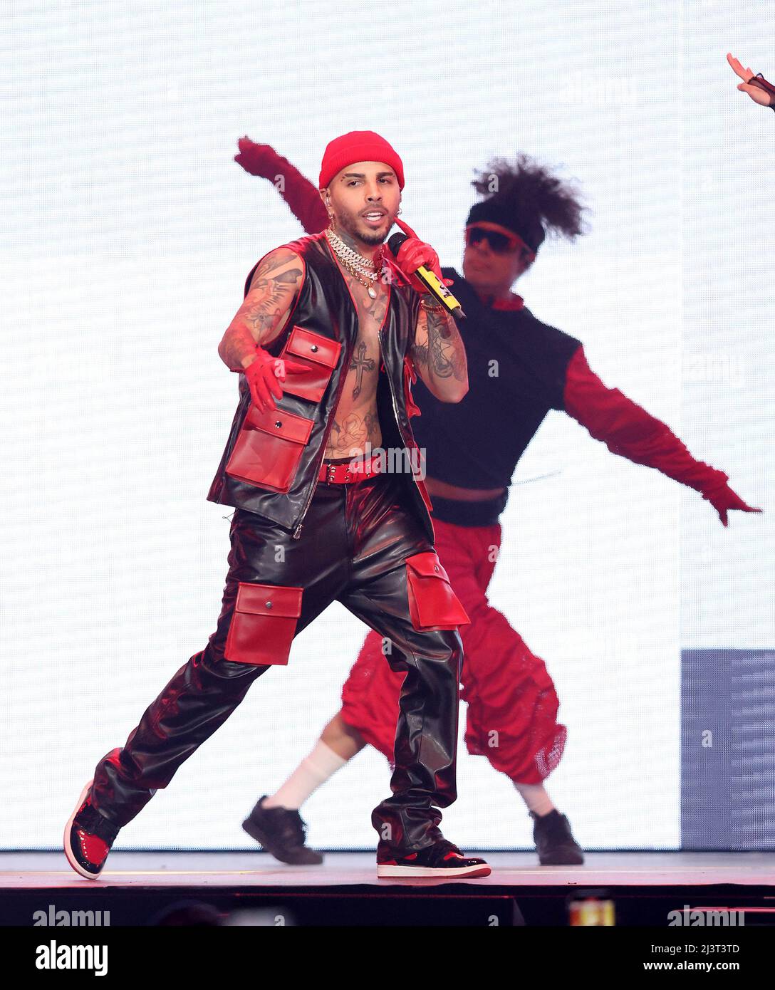 MIAMI, FL-APRIL 9: Puerto Rican Singer Rauw Alejandro performs at the ...