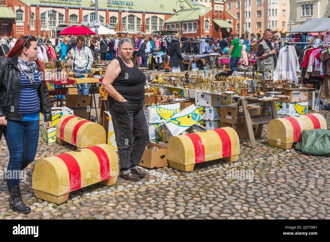 Flea market at Hietalahti square in front of the old Hietalahti Market ...