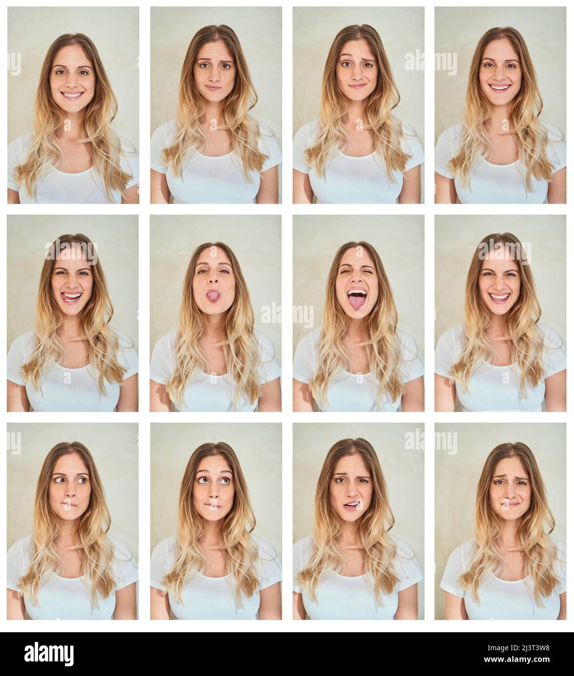 Be whoever you want to be. Composite shot of a young woman making various facial expressions in ...