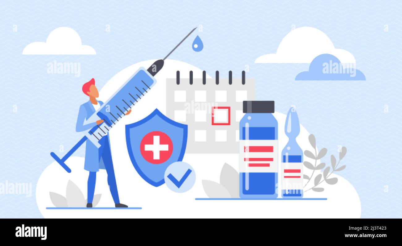 Vaccination time in medical calendar vector illustration. Cartoon ...