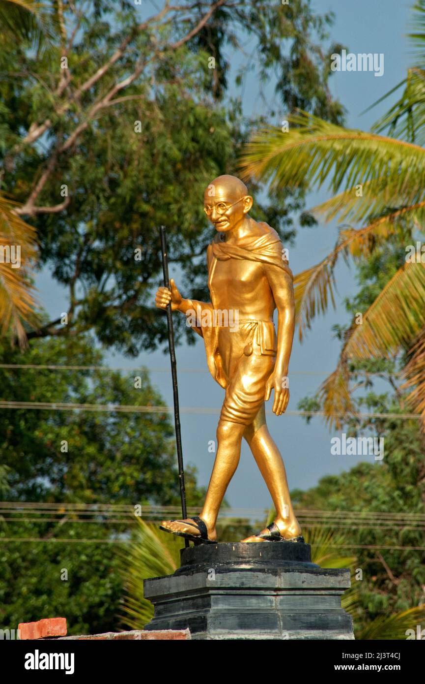 Statue of a Mahatma Gandhi on Kollam beach state Kerala India Stock ...