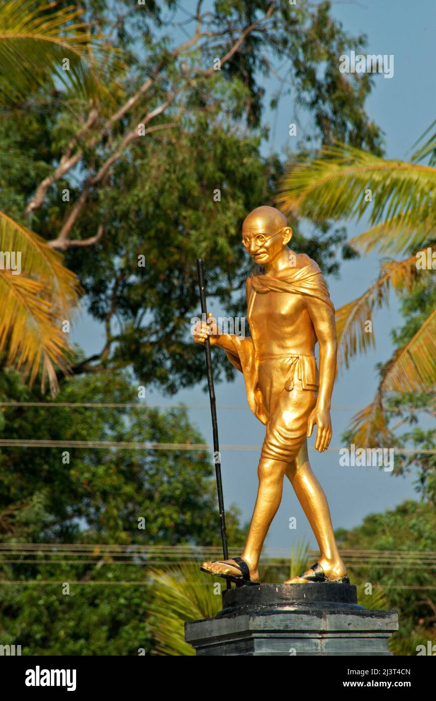 Statue of a Mahatma Gandhi on Kollam beach state Kerala India Stock ...