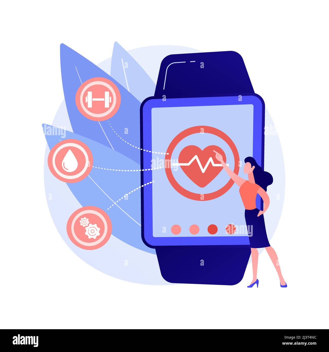 Heart rate on smartwatch. Portable pulse tracker. Wrist clock, watch ...
