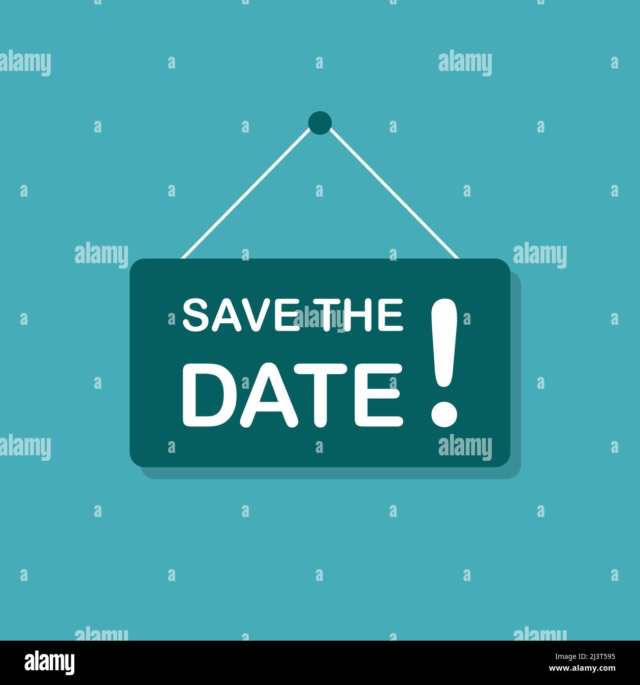 Save the date sign hanging on green background for graphic design, logo ...