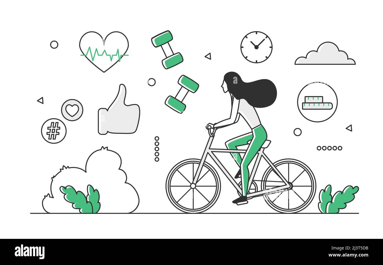 Biking cycle sport physical activity. Recreational outdoor healthy eco ...