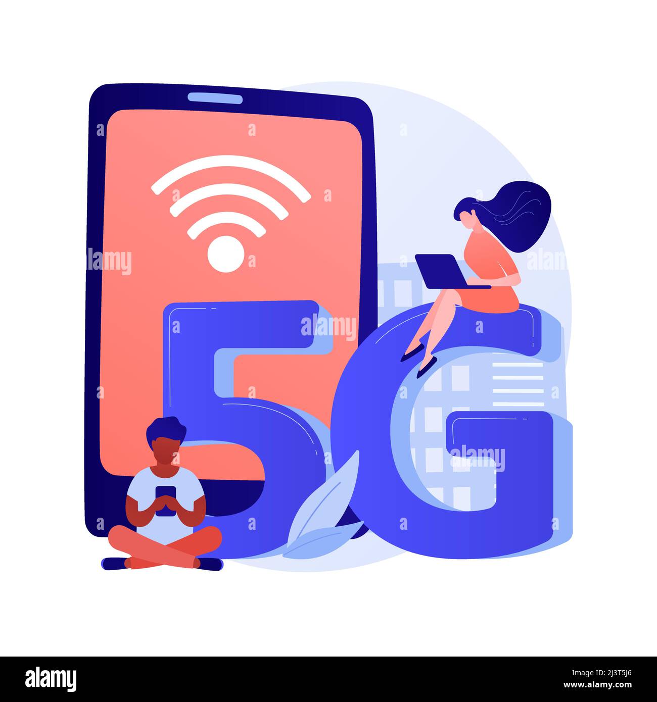 Mobile phones 5G network abstract concept vector illustration. Mobile ...