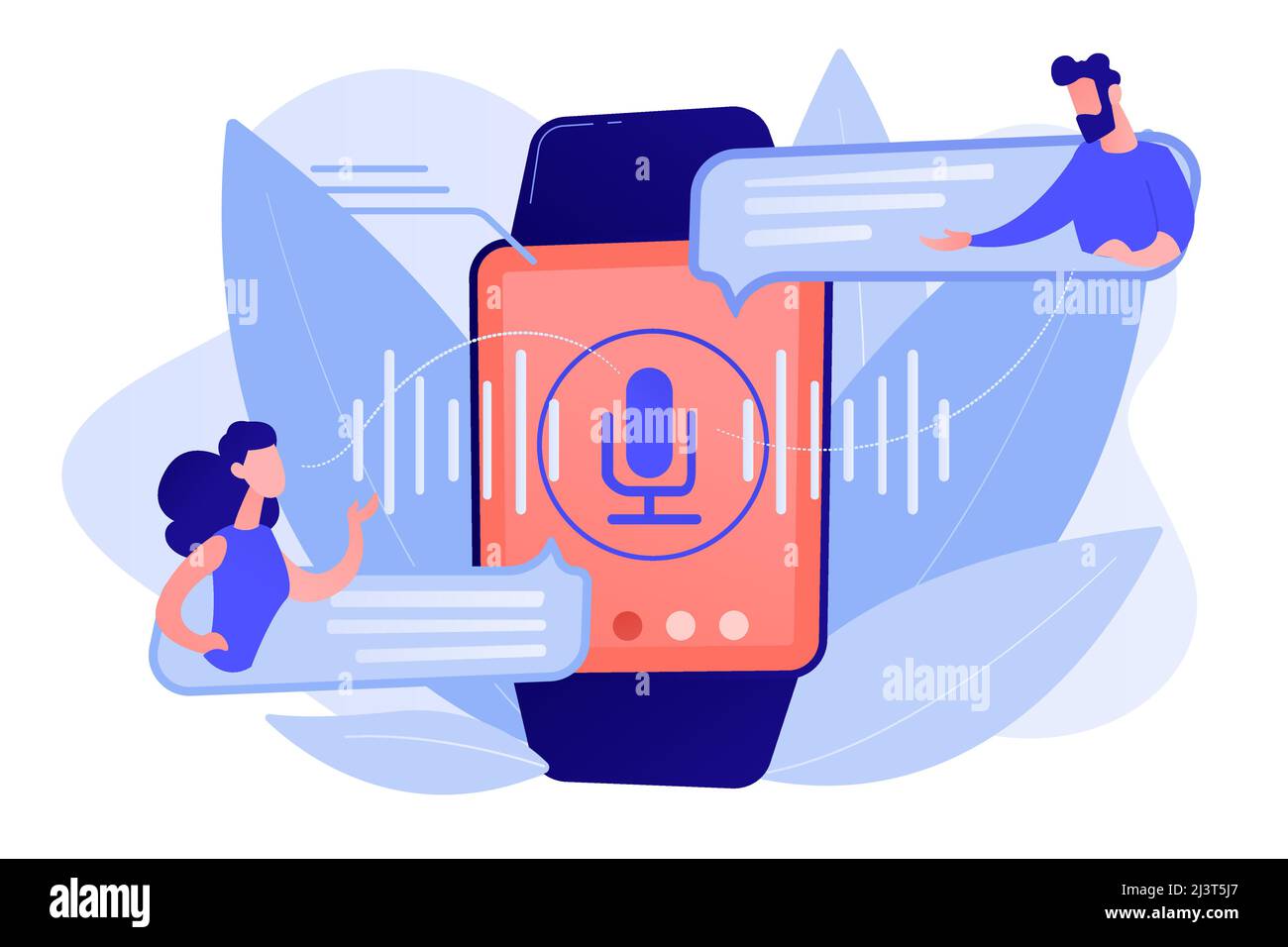 Users translating speech with smartwatch. Digital translator, portable ...