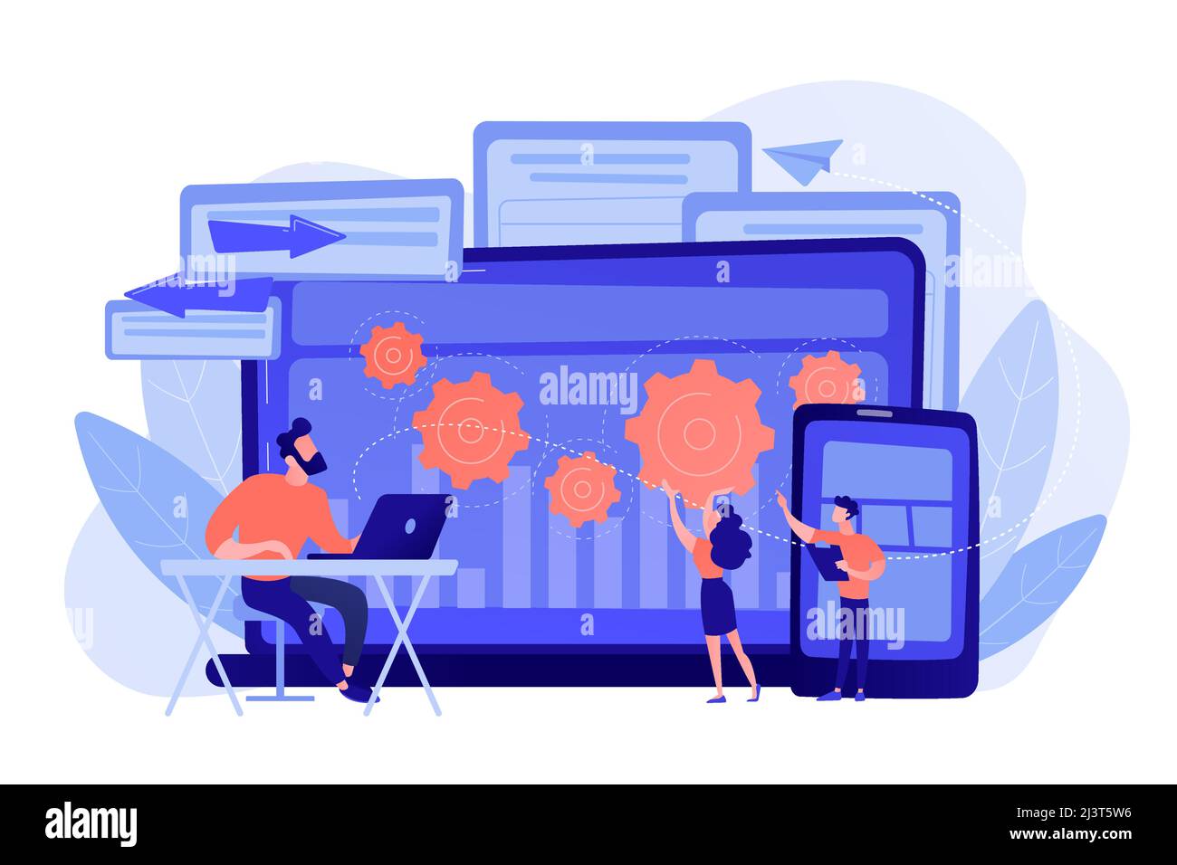 Tester And Developer Work With Laptop And Tablet Cross Platform Bug