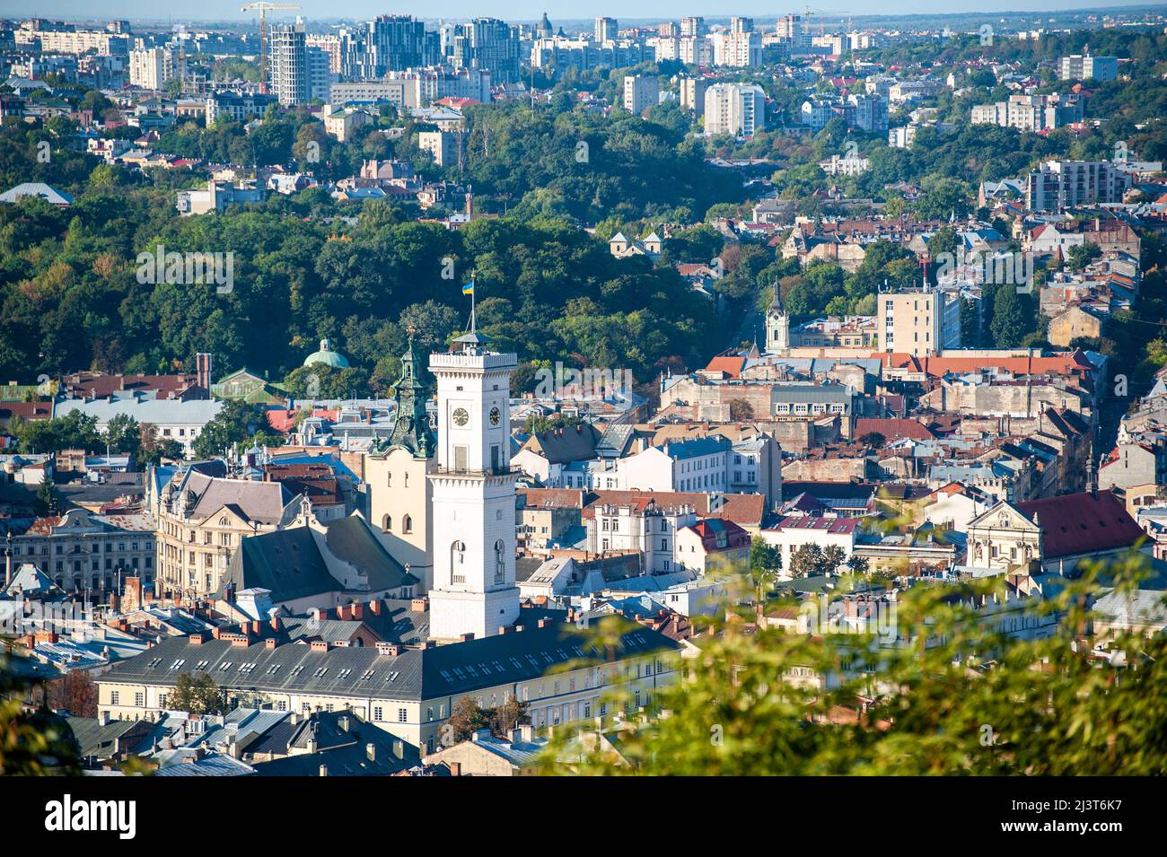 Lviv. Ukraine. View of the historic city center from a bird's eye view ...
