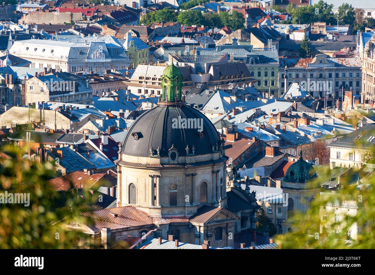 Lviv. Ukraine. View of the historic city center from a bird's eye view ...