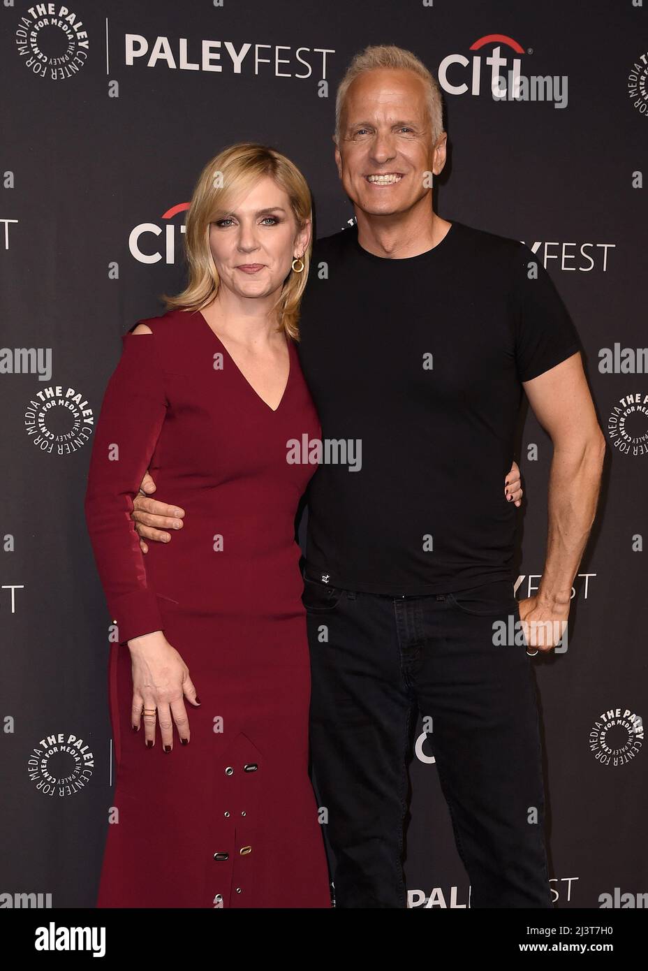 Rhea Seehorn and Patrick Fabian walking on the red carpet at PaleyFest ...