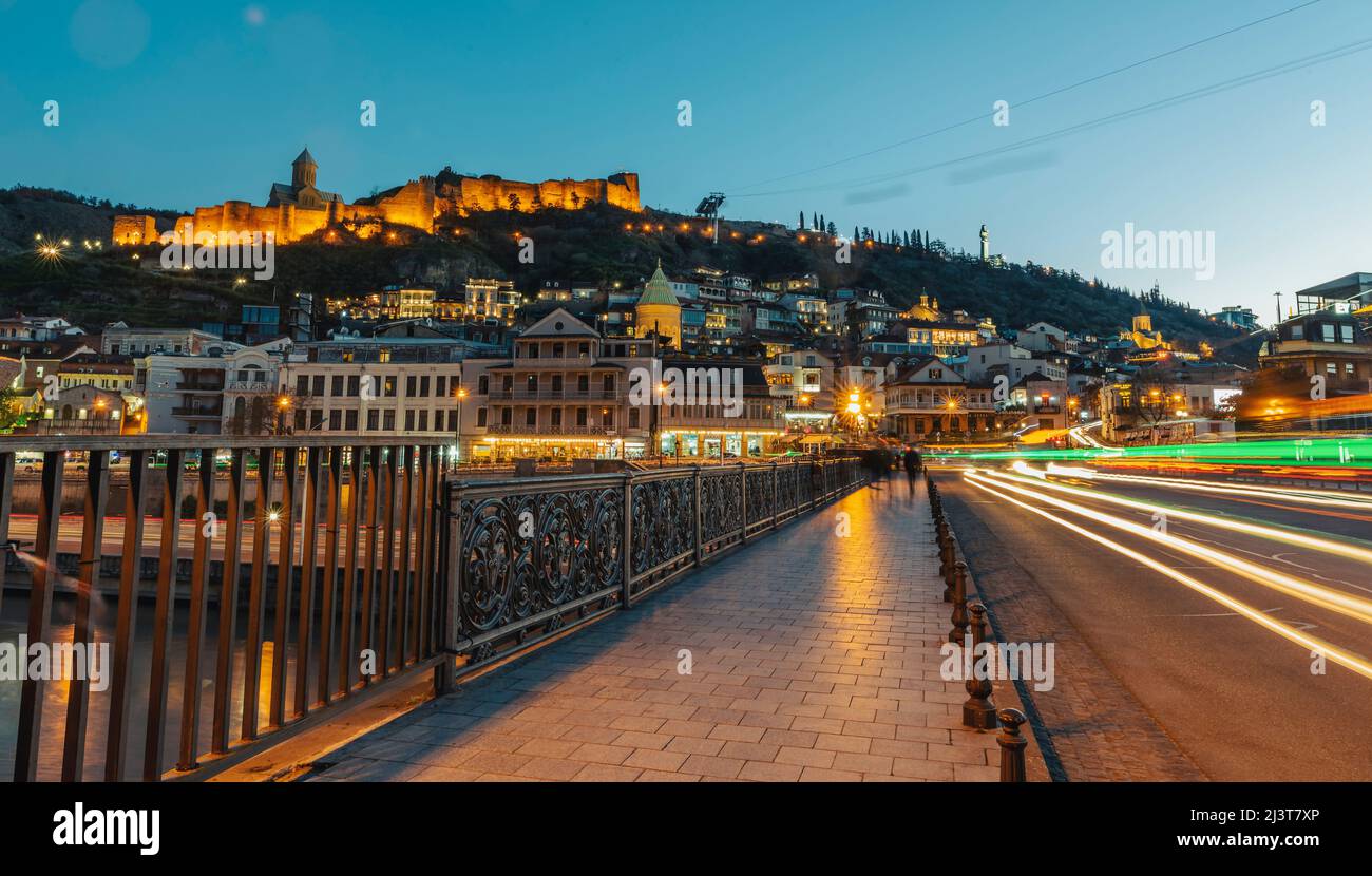 Beautiful panoramic view of Tbilisi at sunset, Georgia, Europe Stock ...